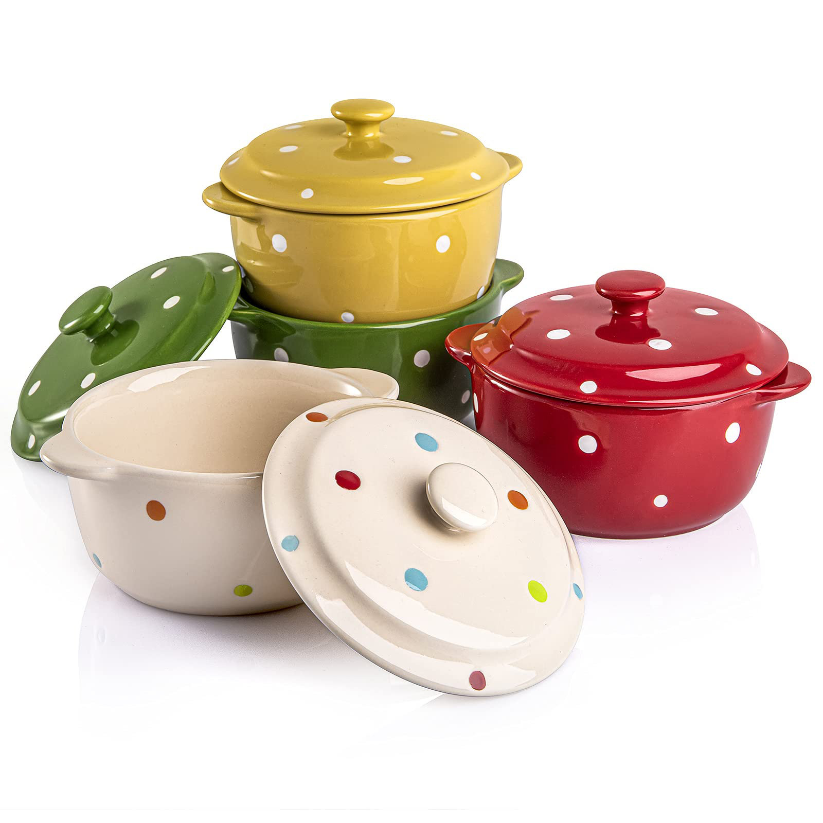 Hokku Designs Set Of 4 Porcelain Ramekins, 9 Oz Mini Casserole Bowls ...