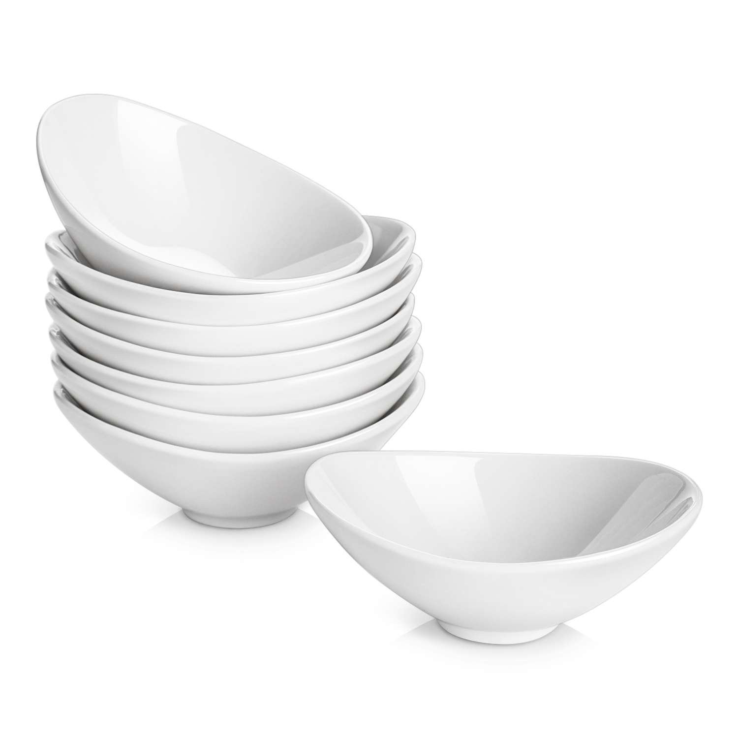 DOWAN 8-Piece 4.5" Mini Dip Bowls Set, White Porcelain Sauce Cups for ...