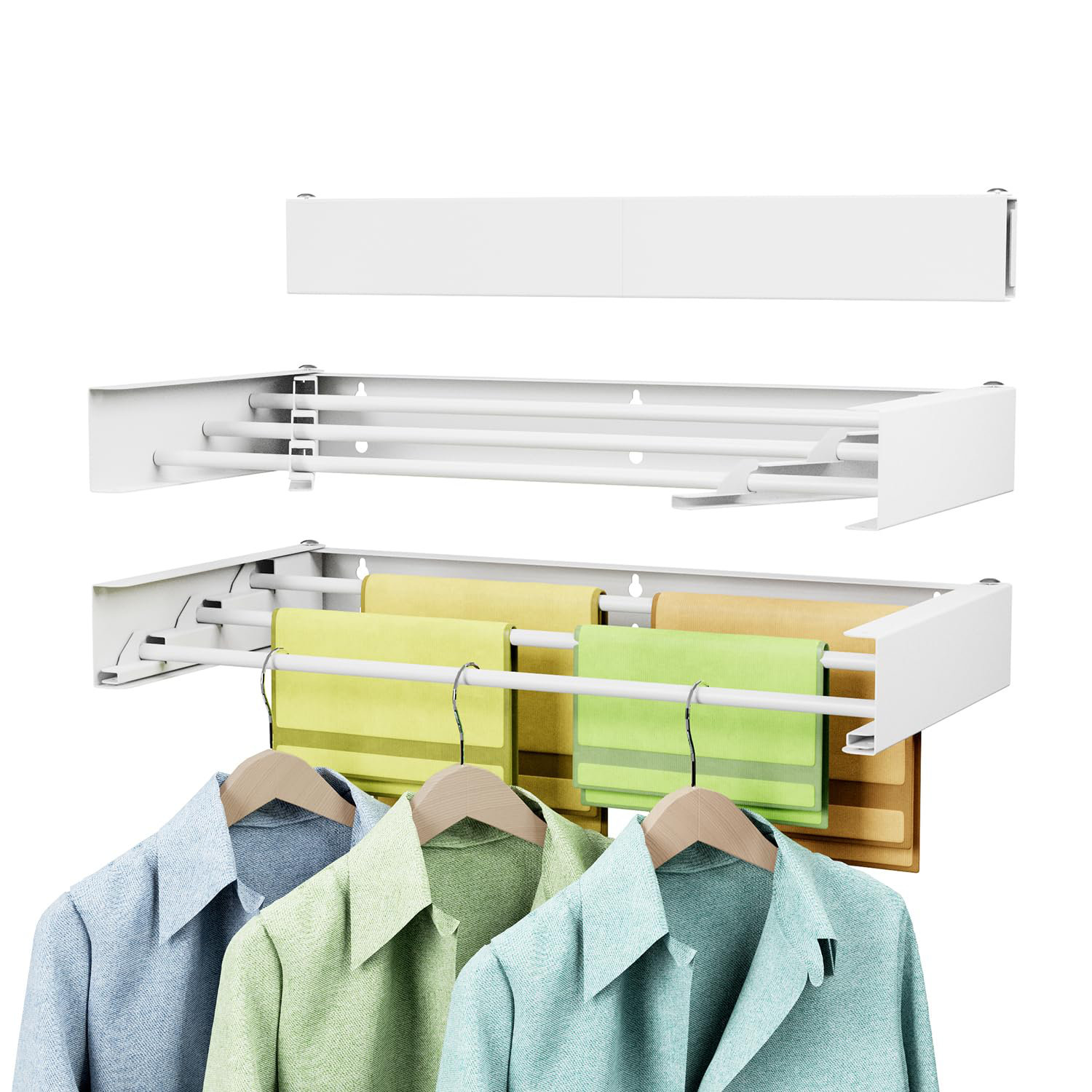 Rebrilliant Foldable Clothes Drying Rack, Wall Mounted Clothes Drying ...