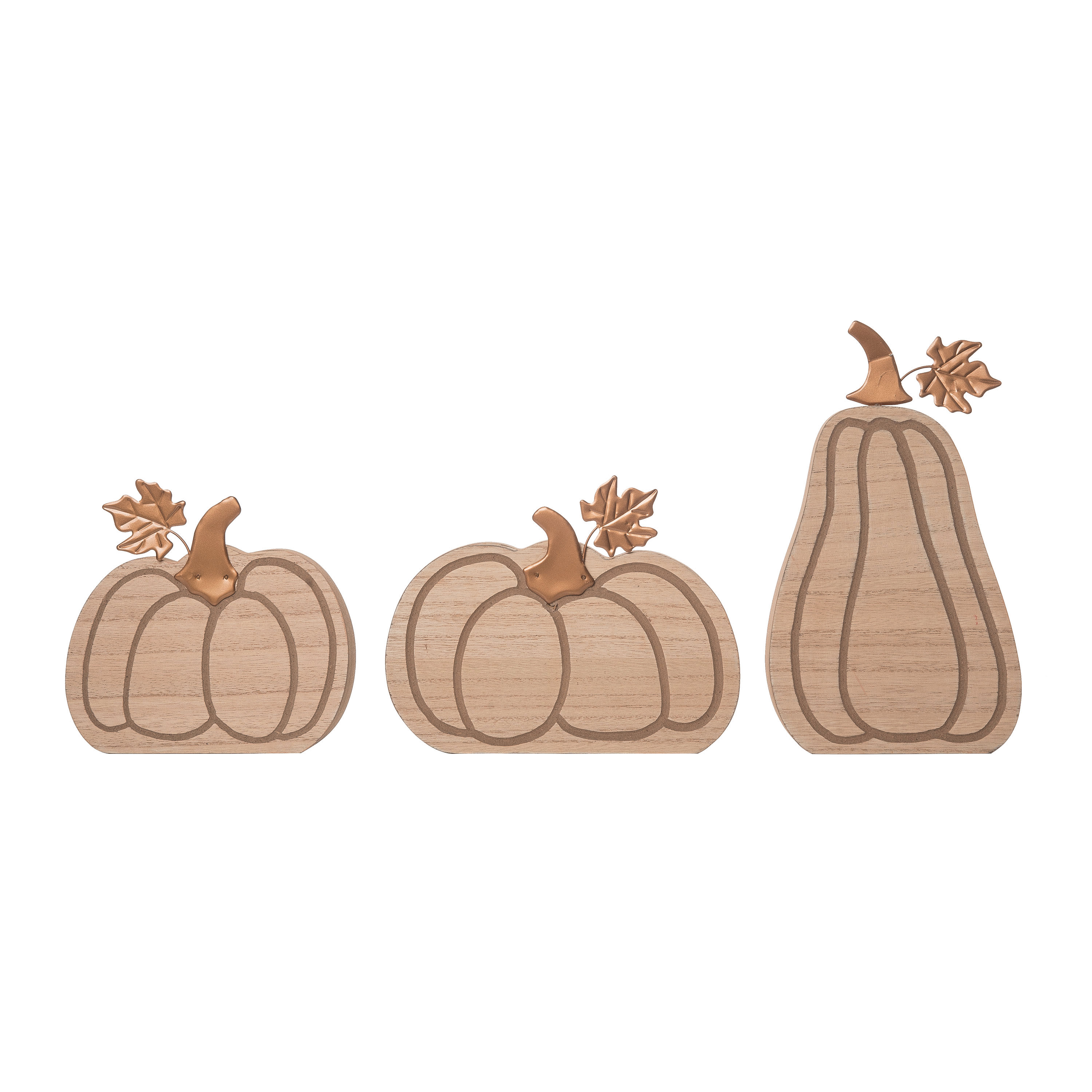August Grove® MDF Routed Pumpkin Block Decor Set of 3 Fall/Harvest Home ...