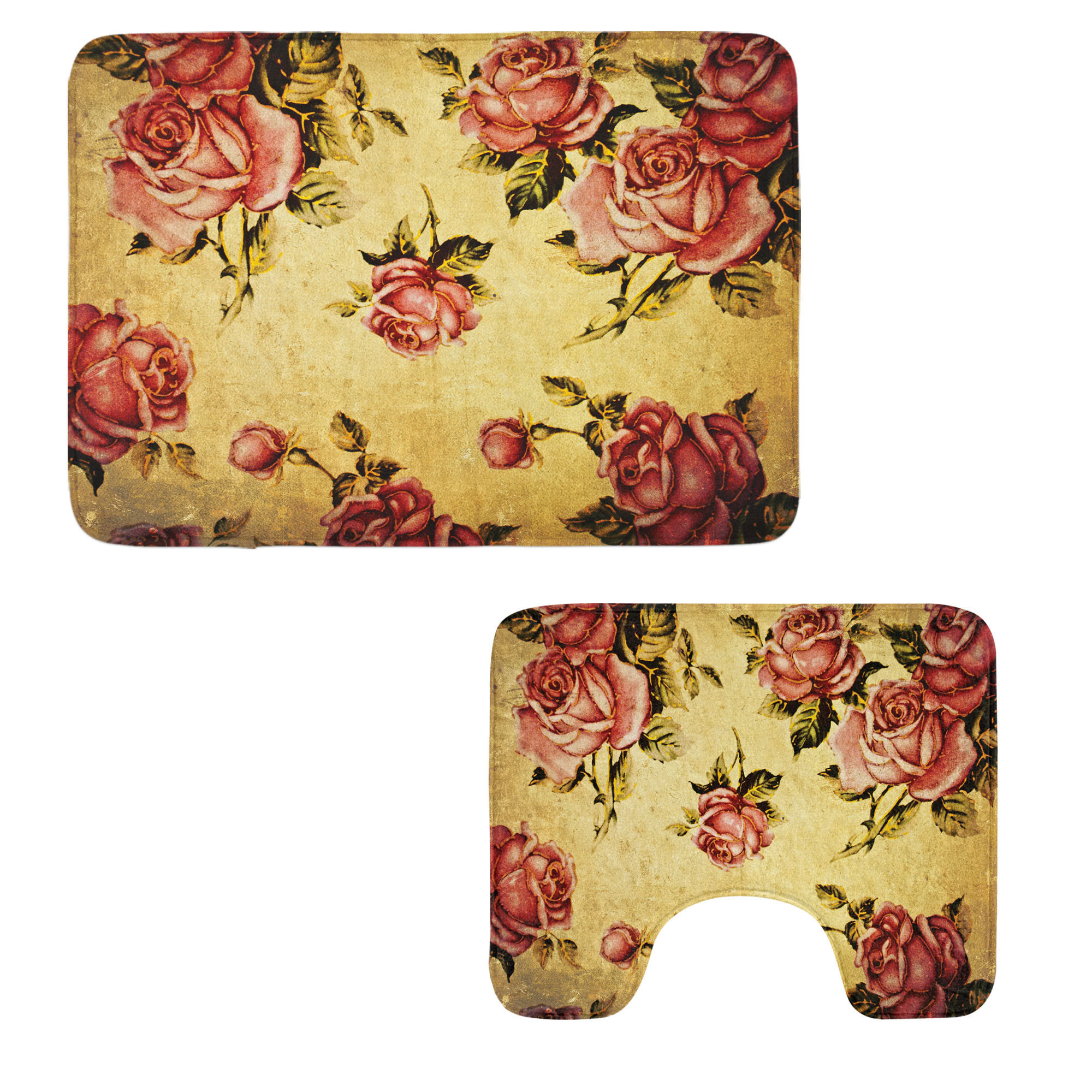 East Urban Home Rose Bathroom Rug Set 2 Pieces Rectangle & Contour Mats ...