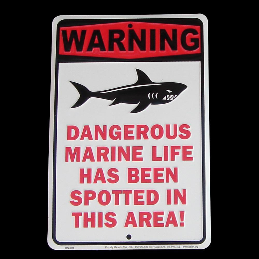 Treasure Gurus Shark Warning Tin Sign Dangerous Marine Life Beach Wall ...