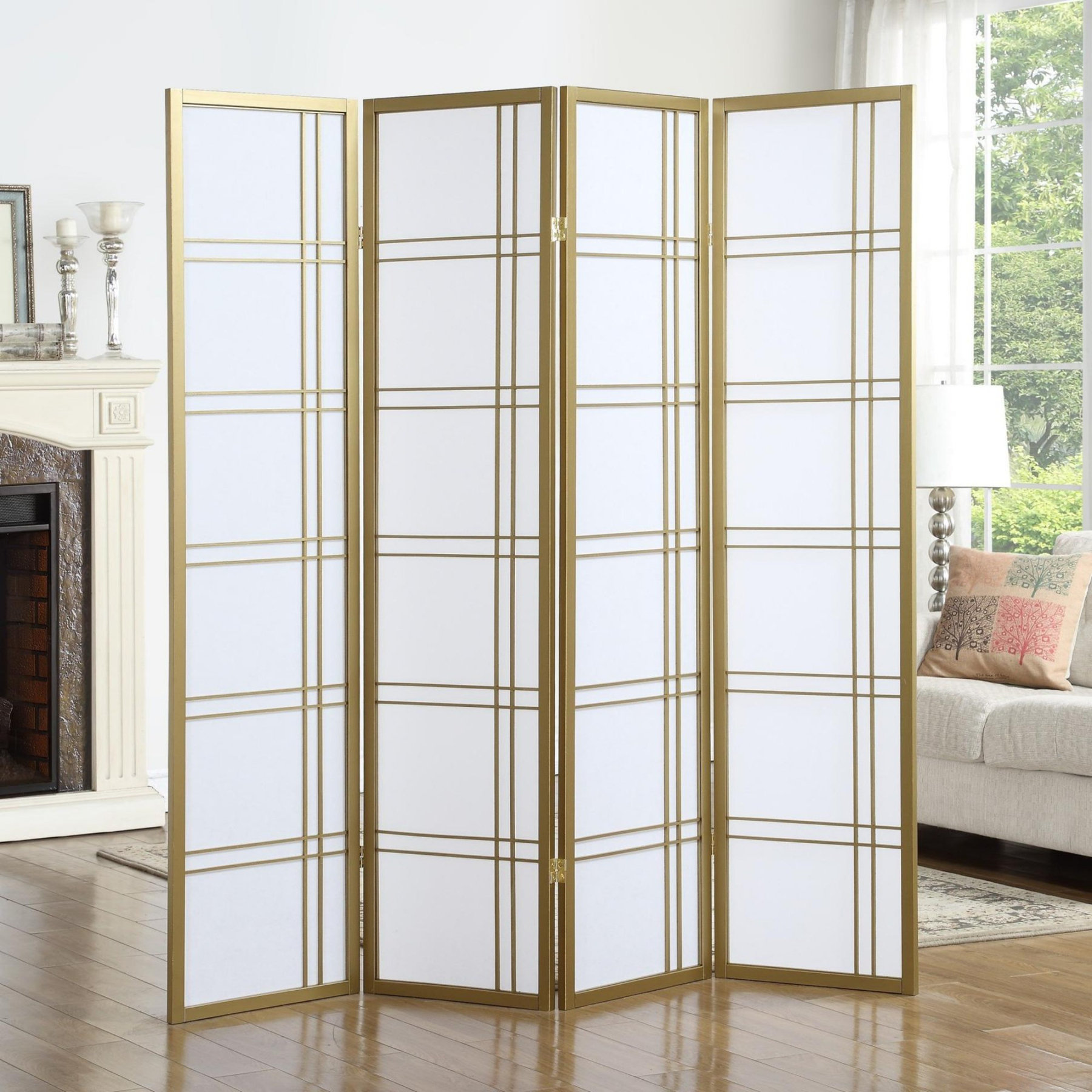 CRS APPLIANCES, Seto 4-Panel Room Divider Screen, Gold - Wayfair Canada