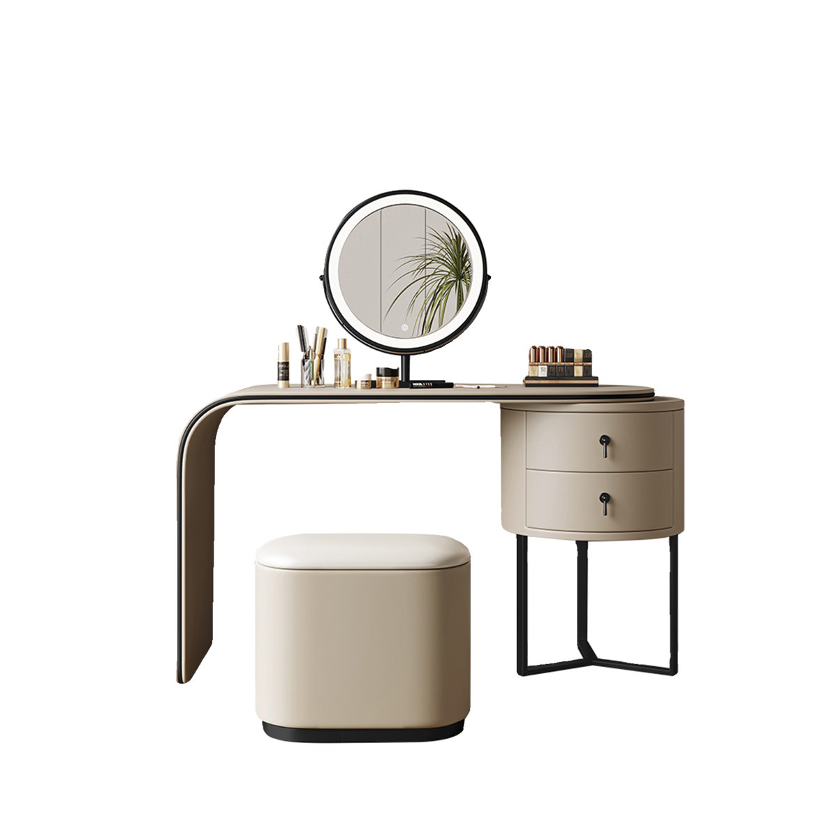 Orren Ellis Modern Minimalist Champagne Color Solid Wood Extendable ...