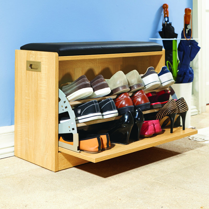 Rebrilliant Wooden 12 Pair Shoe Storage Bench & Reviews | Wayfair