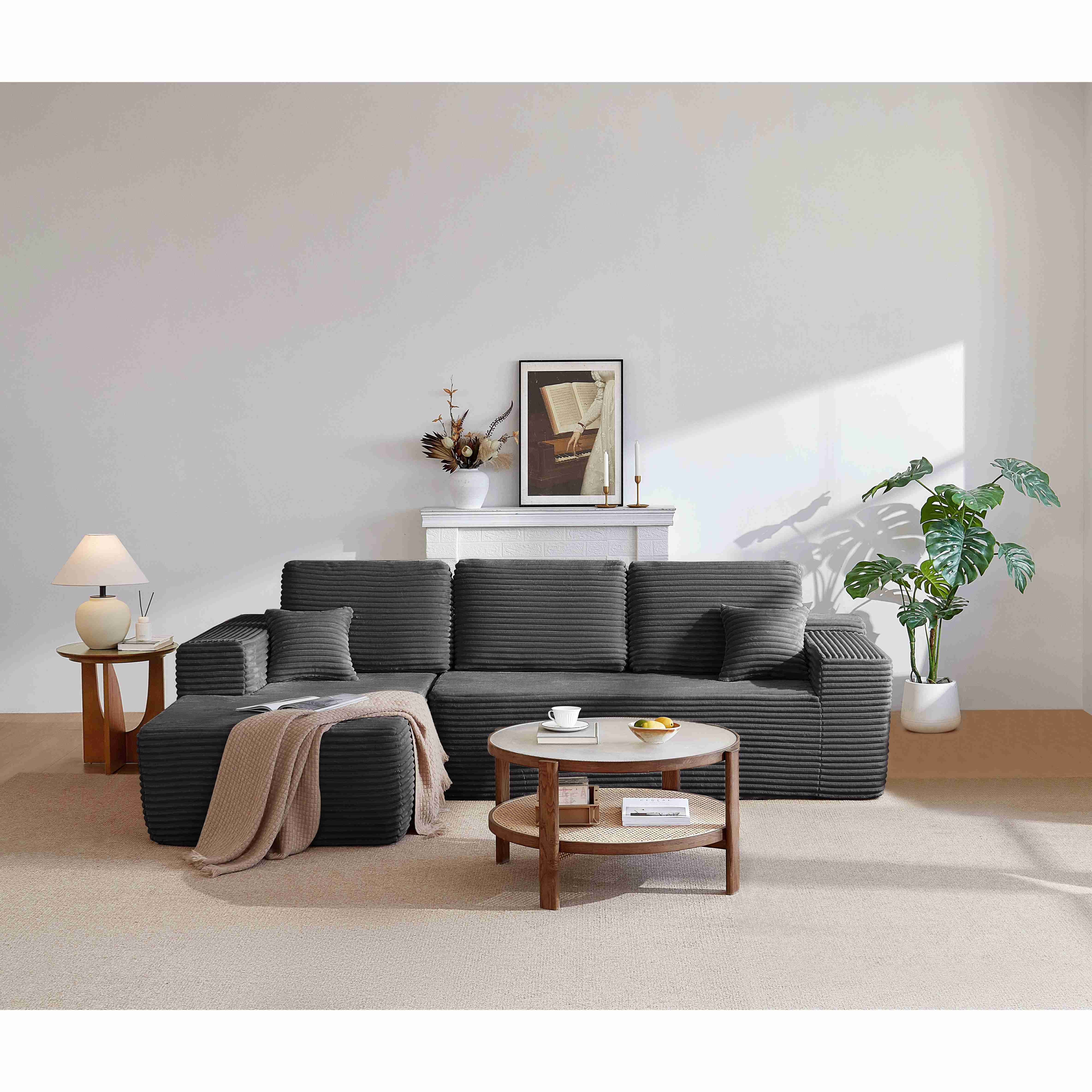 Wrought Studio™ 104" Cloud Sectional Sofa With L-Shape Chaise And Side ...