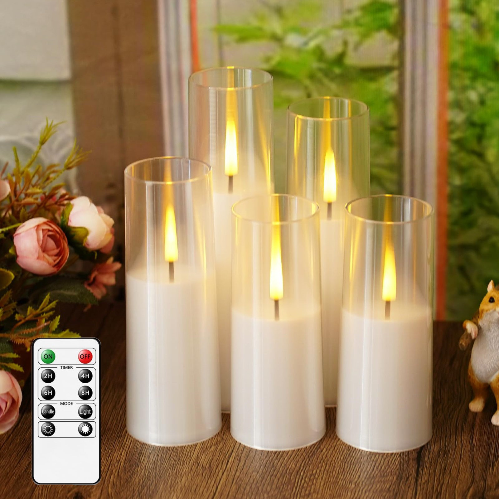 Symple Stuff Flameless LED Candles, 5 Pcs Flickering Flame Candles with ...