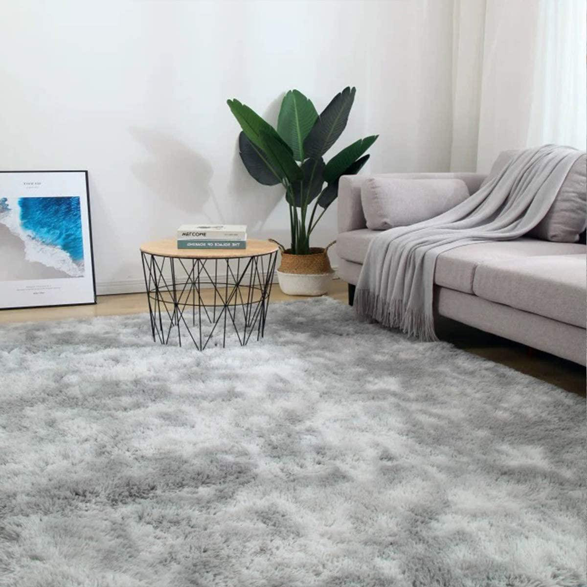 Everly Quinn Sunson Shag Light Grey Machine Washable Indoor/Outdoor Rug ...