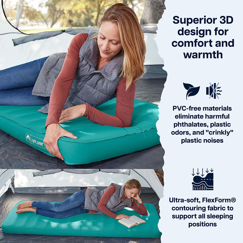ECR4Kids Lightspeed Outdoors ECO 3D Deluxe Flexform Sleep Pad, Sleeping ...