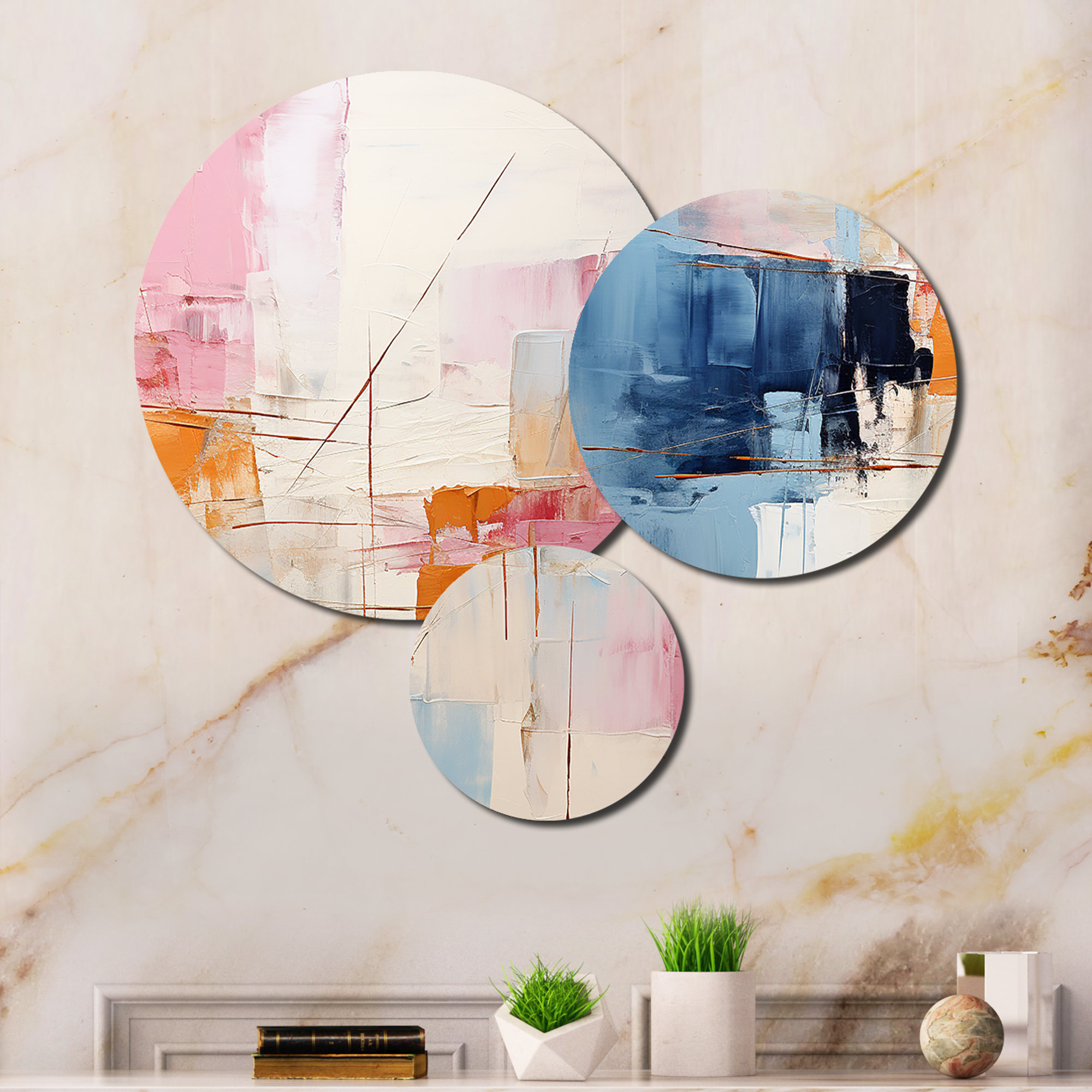 Ivy Bronx Abstract Patchwork IV - Abstract Collages Metal Wall Art Set ...