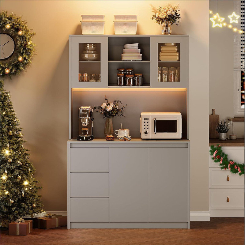 Wrought Studio 70" Tall Kitchen Pantry Cabinet, Kitchen Storage Hutch ...