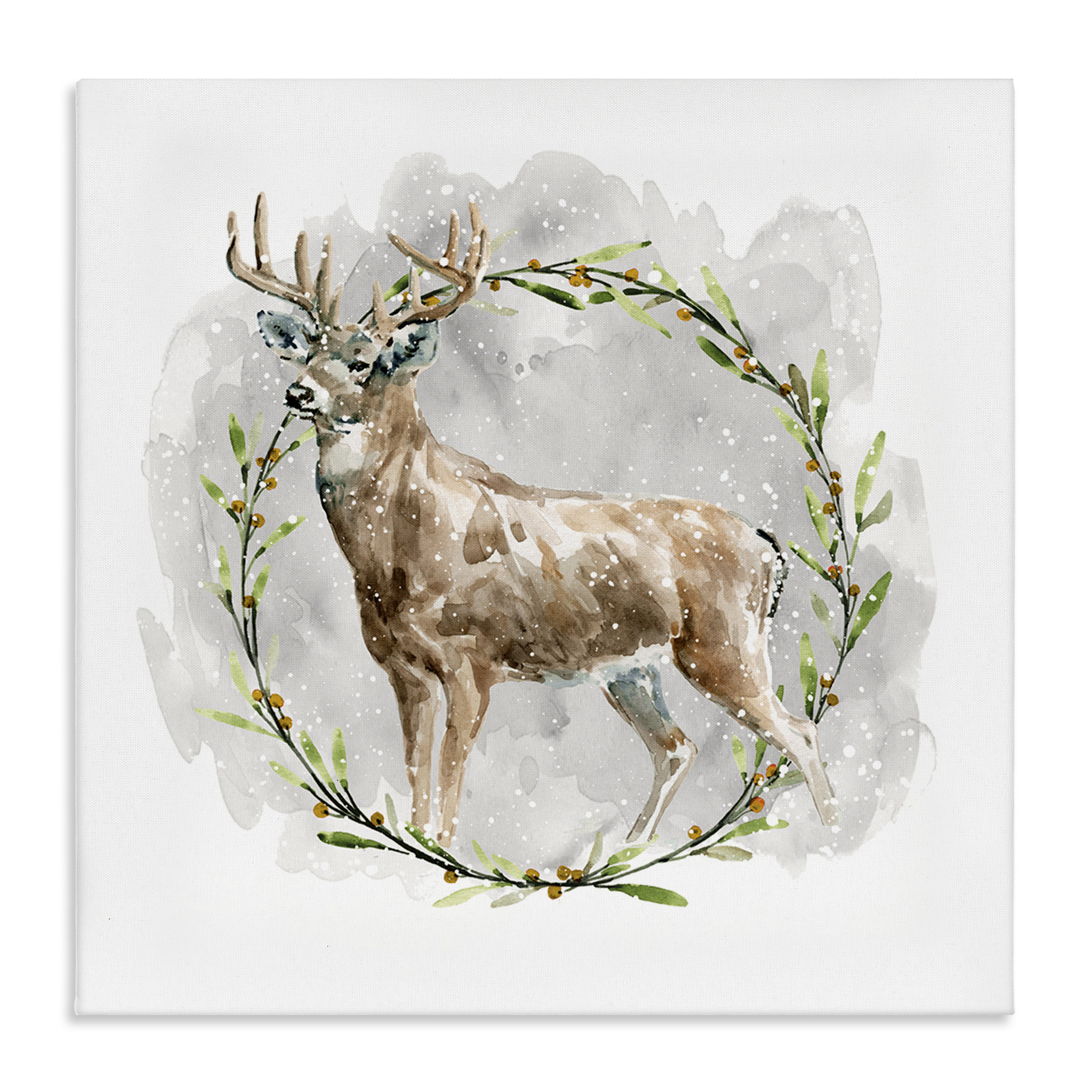 Ophelia & Co. Rustic Deer with Wreath Canvas Wall Art by Carol Robinson ...