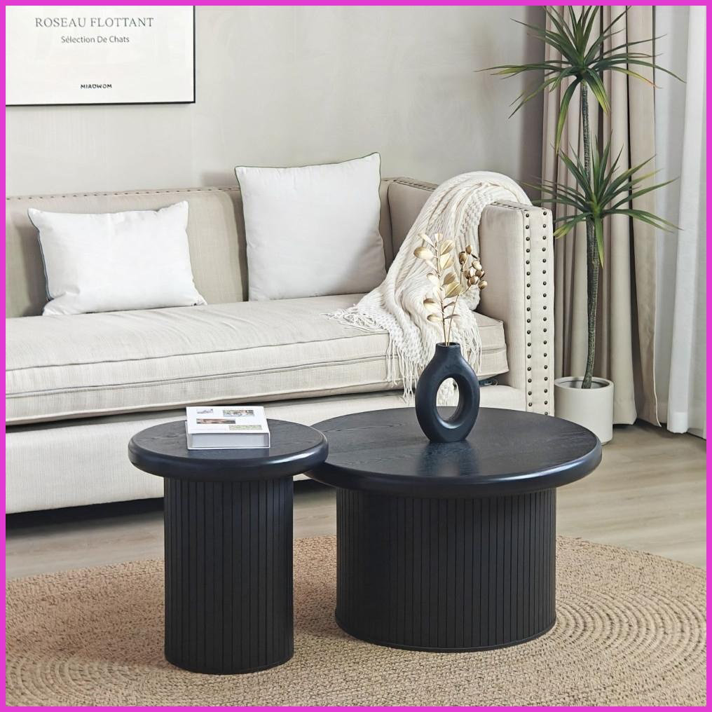 Latitude Run® Modern Round Dual Coffee Table Set with Fluted Legs ...
