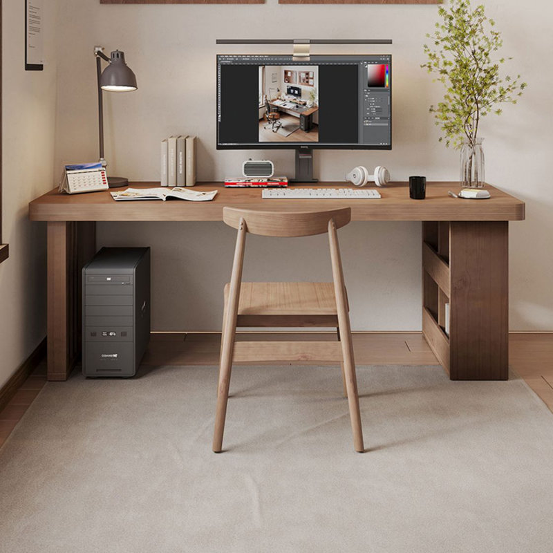 George Oliver Bryan Light nut-brown Rectangular Solid Wood desks | Wayfair