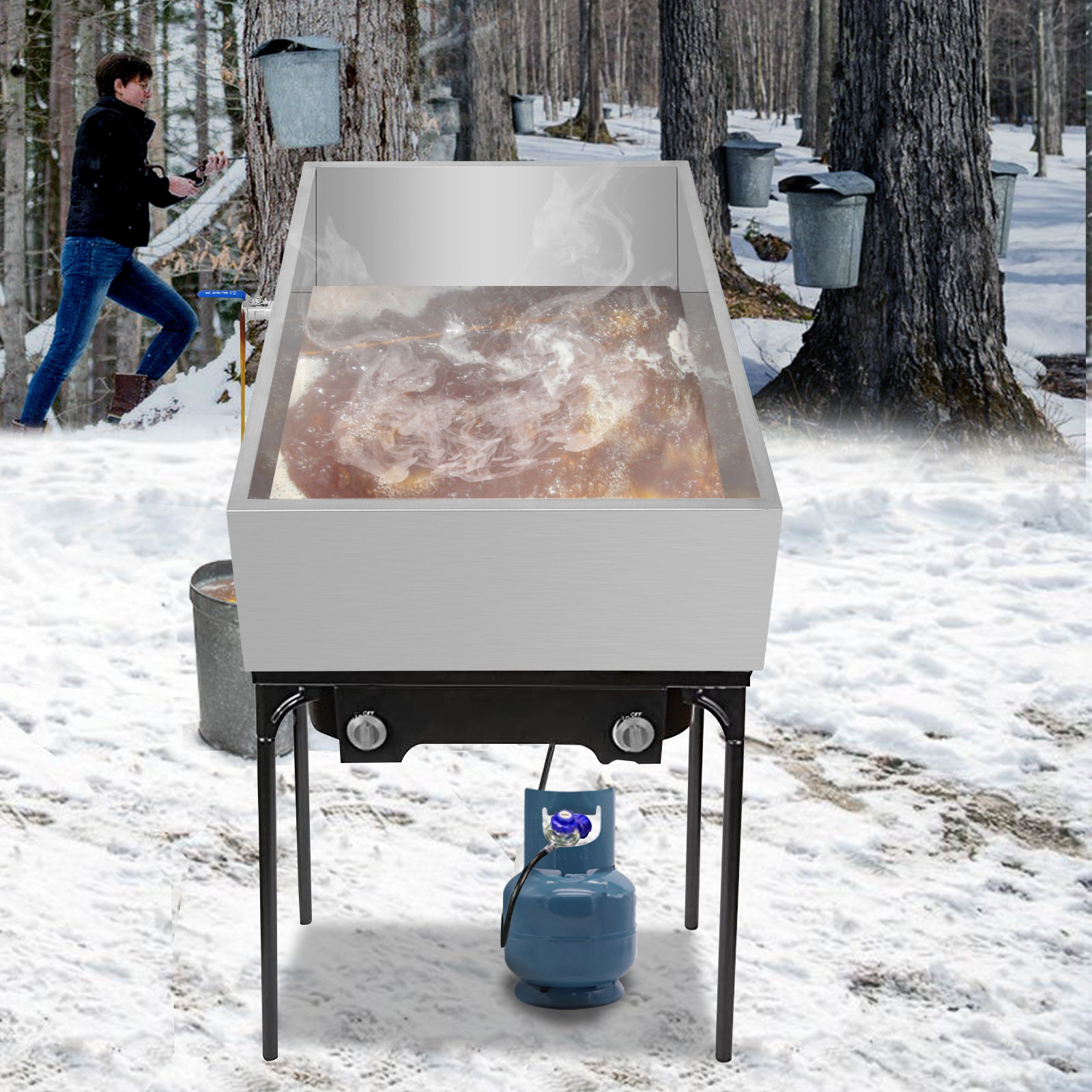 VEVOR Maple Syrup Evaporator Pan 36x24x9.5 Inch Stainless Steel Maple ...