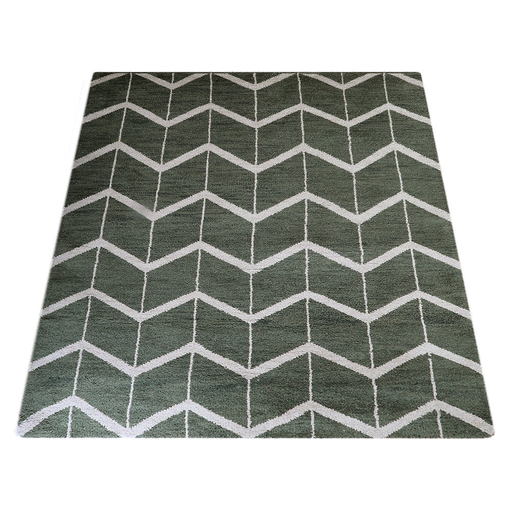 Corrigan Studio® Green Beige 100% Wool Handmade Geometric Area Rugs ...