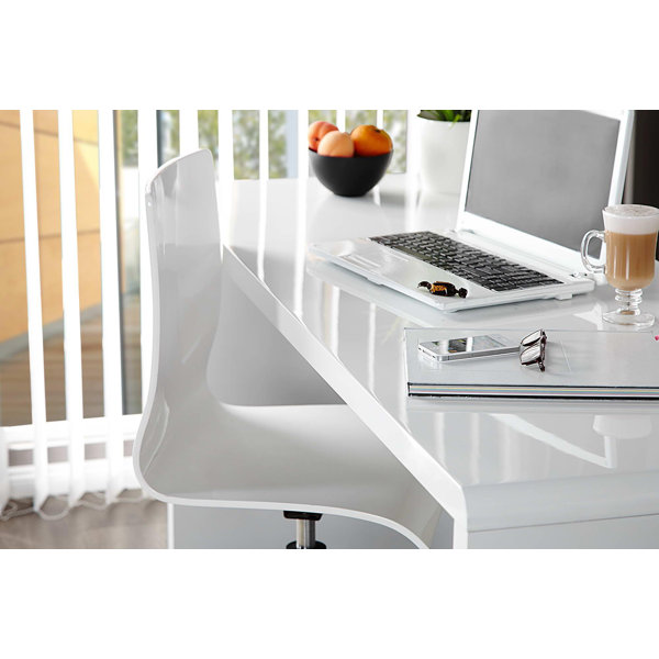 East Urban Home Bronislava High Gloss Home Office White Desk - Sleek ...