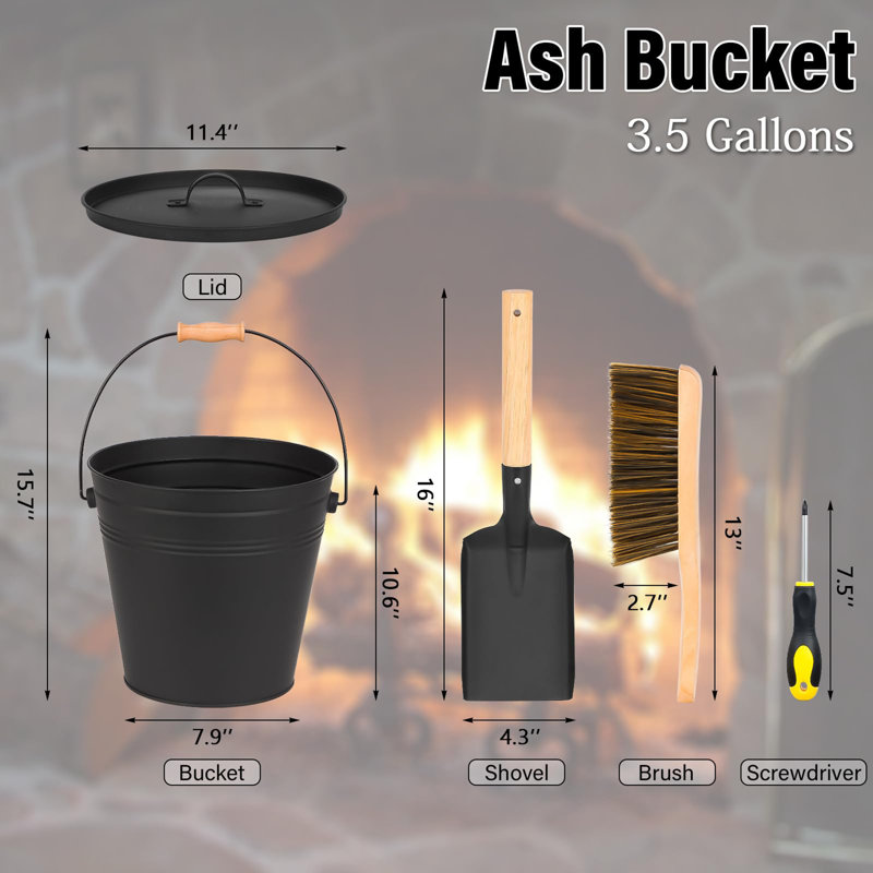 17 Stories 3.5 Gallon Mini Ash Bucket | Wayfair