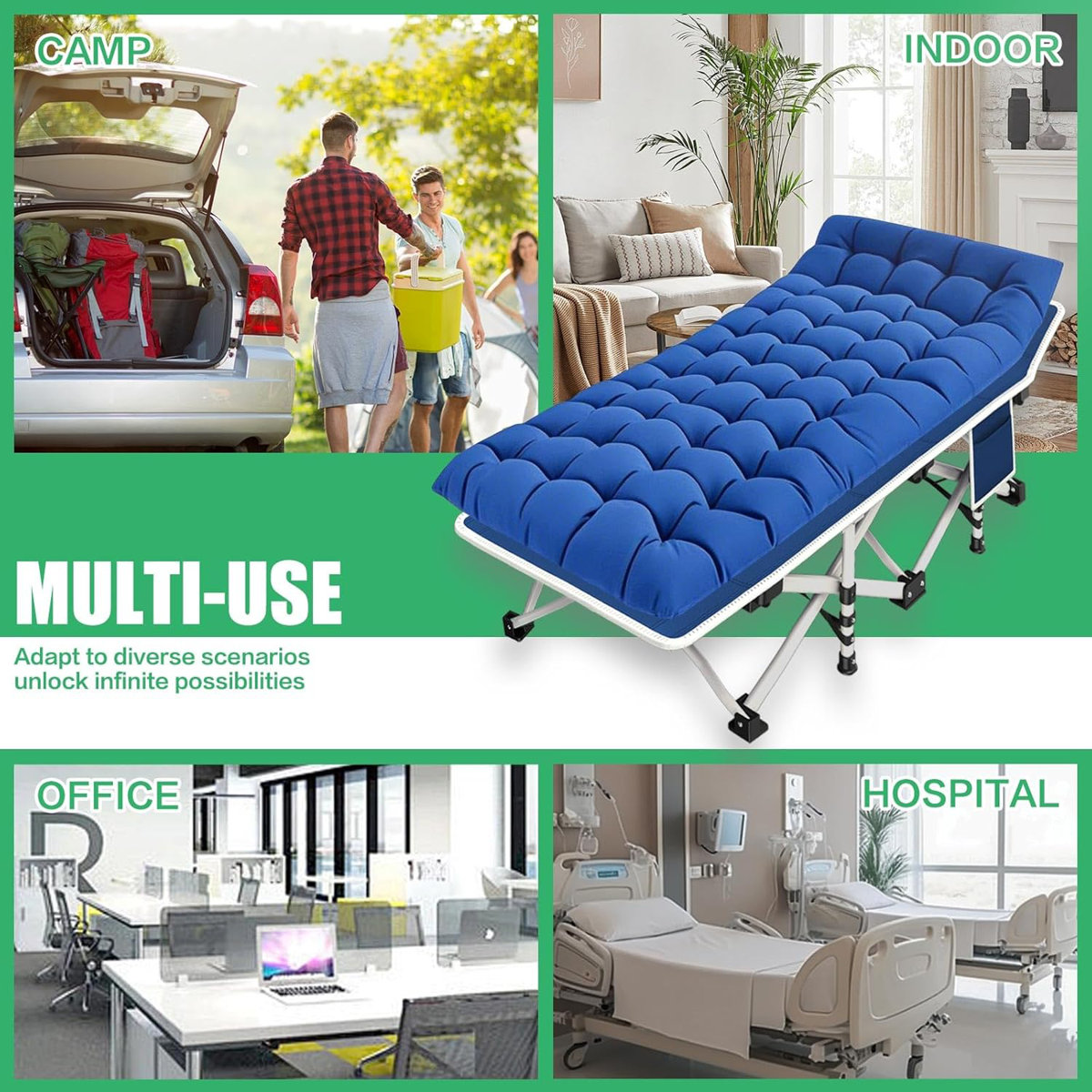 zhejiangyoumanuoguangdiangufenyouxiangongsi 2 Pack Camping Cot with ...