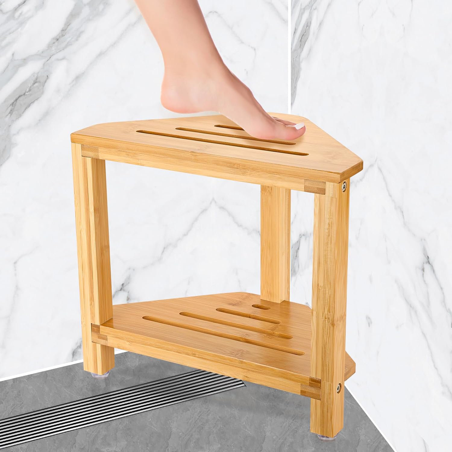 Lark Manor Corner Shower Stool,Bamboo - Wayfair Canada