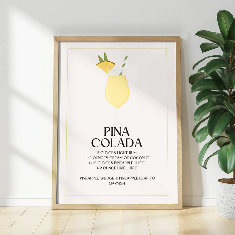 Happy Larry Pina Colada Recipe Wall Art, Tropical Drink Poster ...