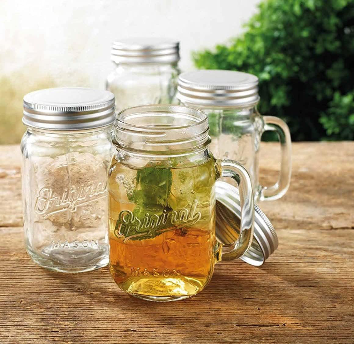 Gracie Oaks Set of 4 Original Mason 16oz Retroware Glass Mug With Lid ...
