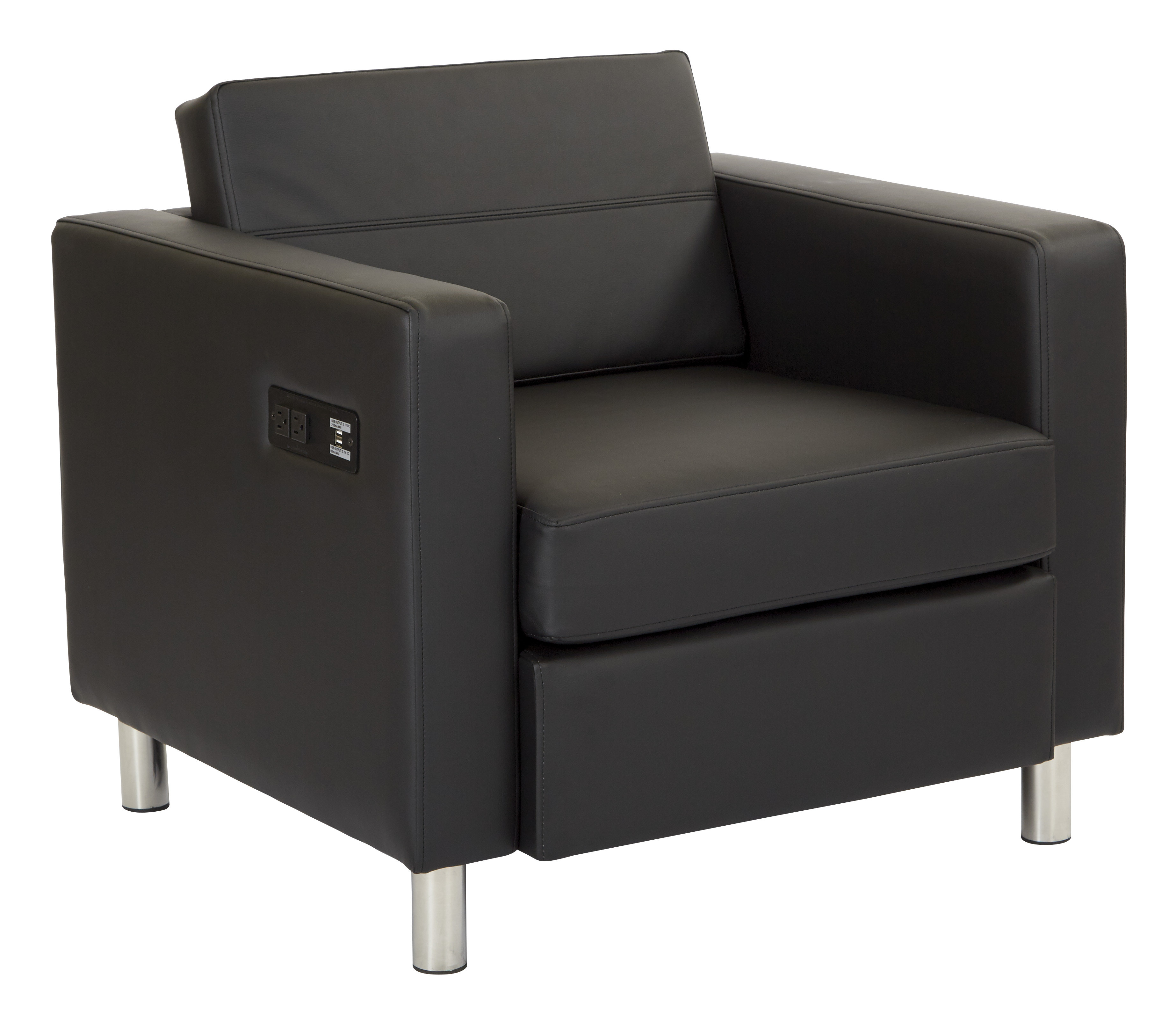 Orren Ellis Procter 32.5" W Vinyl Seat Reception Chair with Metal Frame ...