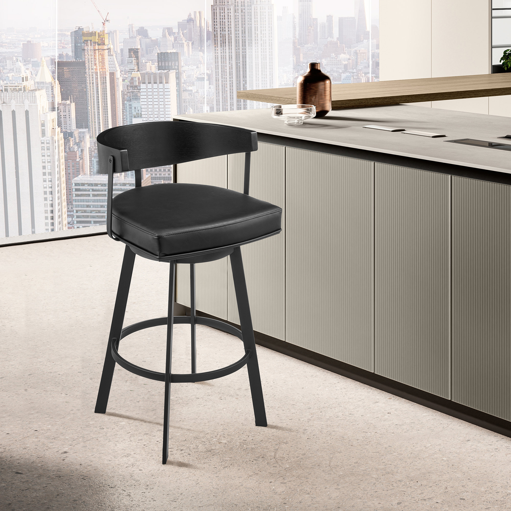 Corrigan Studio® Ahzhane Modern Swivel Counter or Bar Height Barstool ...