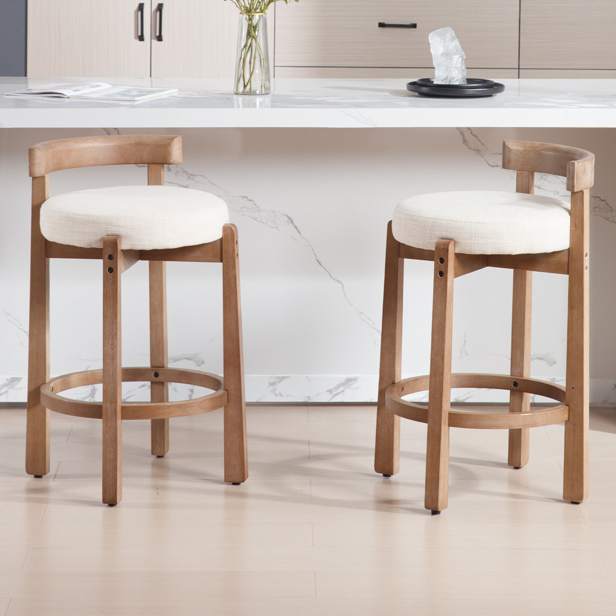 Millwood Pines Clayt Mid Century Modern Bar Stools 26.5" Counter Stools ...