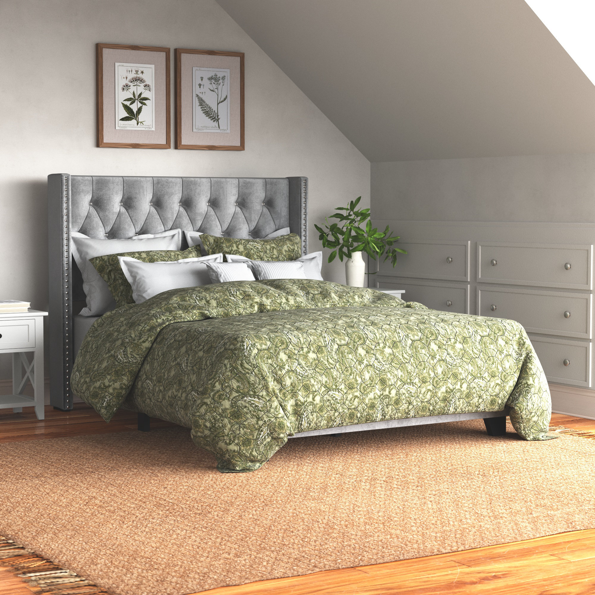 Andover Mills™ Sanders Upholstered Low Profile Standard Bed & Reviews ...