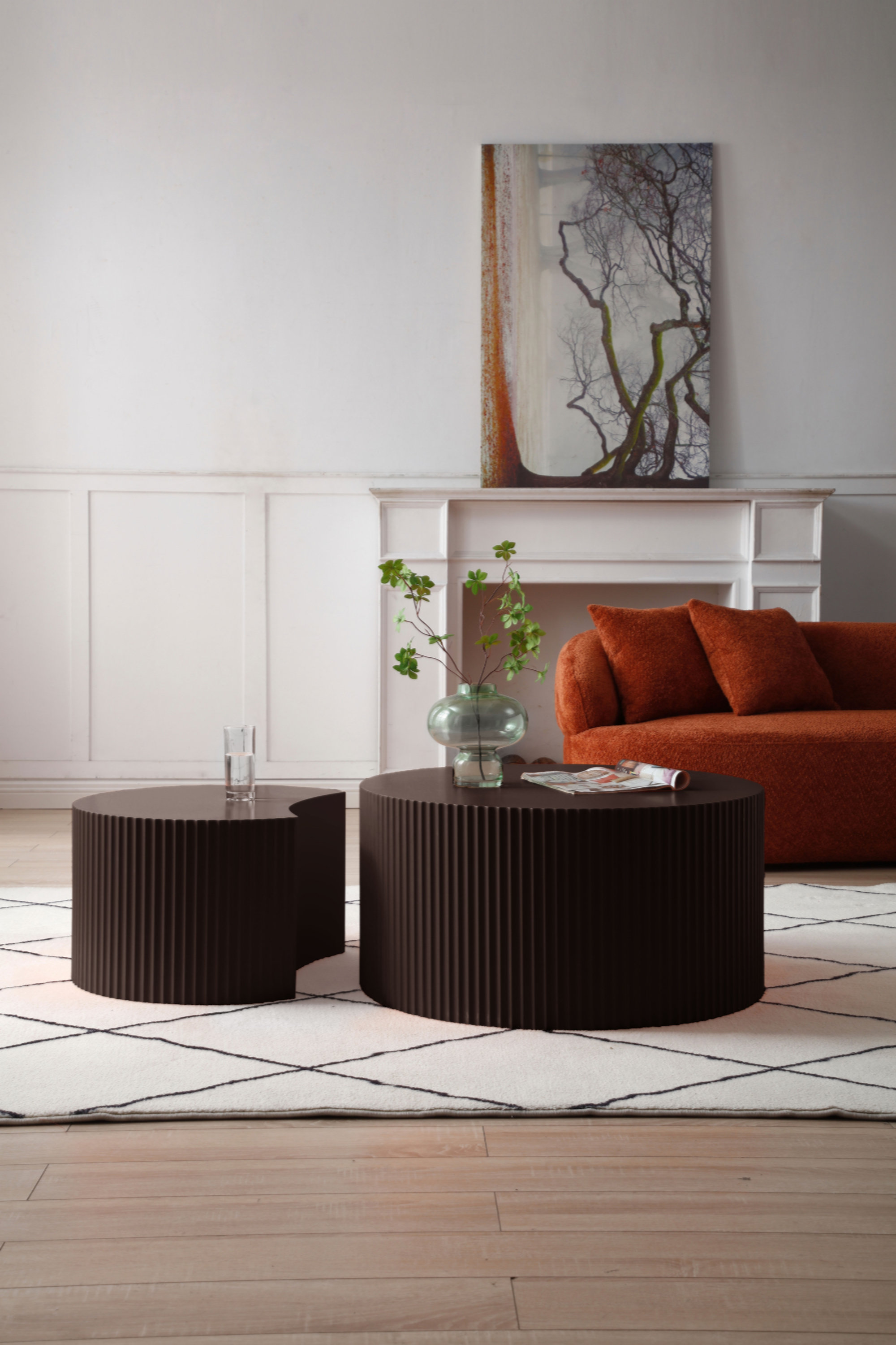 Hokku Designs Handcrafted Relief MDF Nesting Table Set Of 2, Round And ...