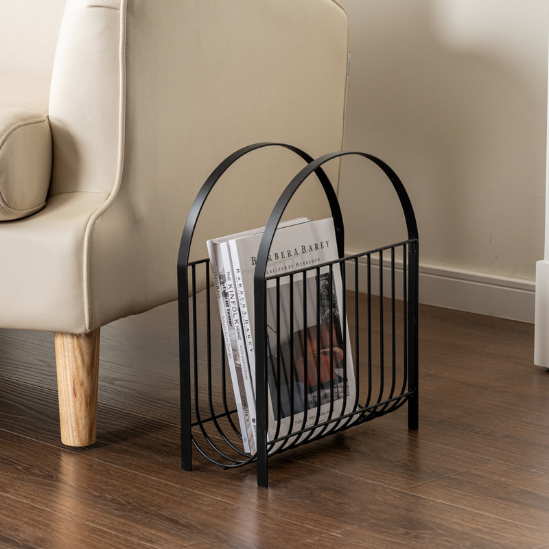 17 Stories Freestanding Decorative Black Magazine Storage Rack With ...