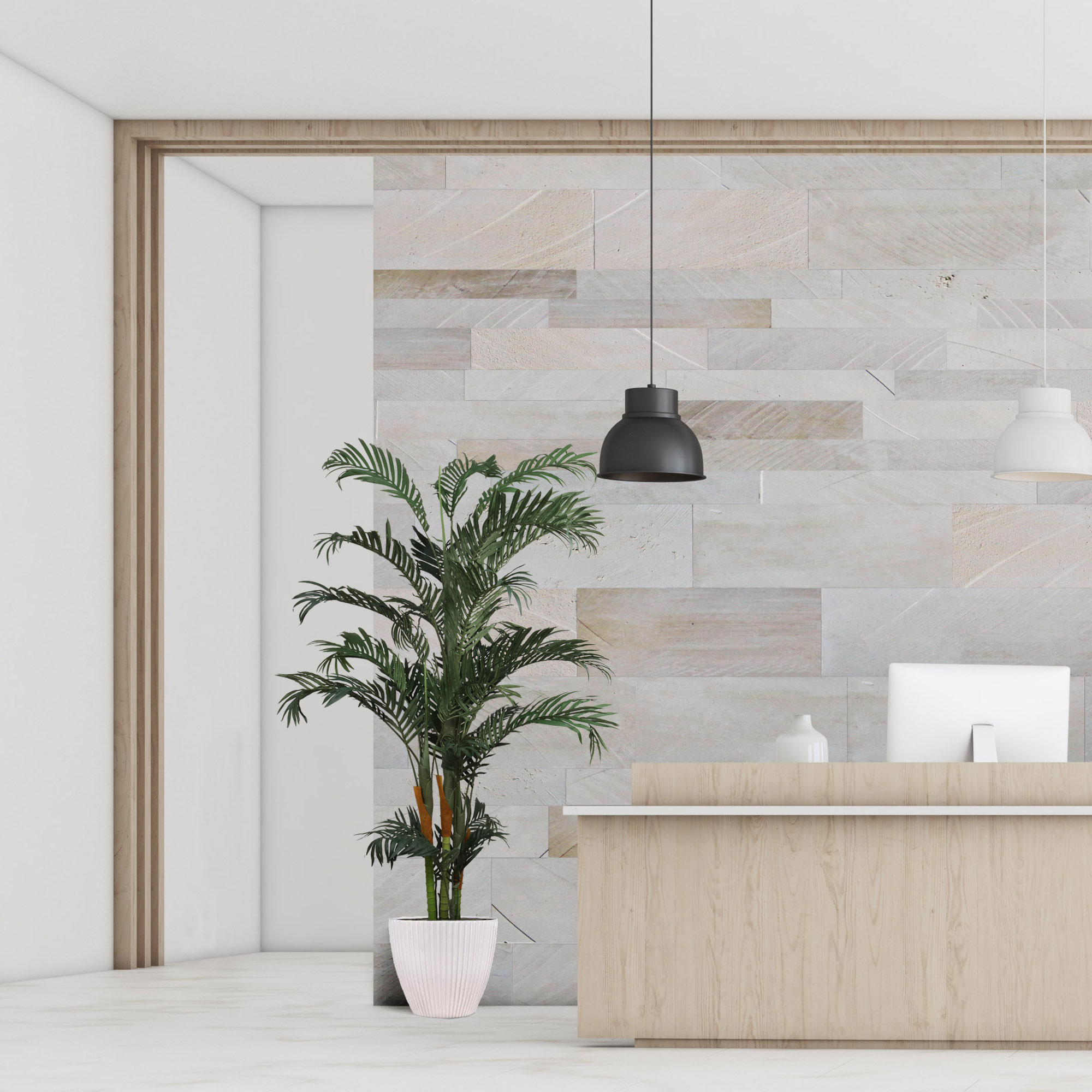 Primrue 7 Feet Tall Realistic Artificial Green Palm Tree in Pot ...