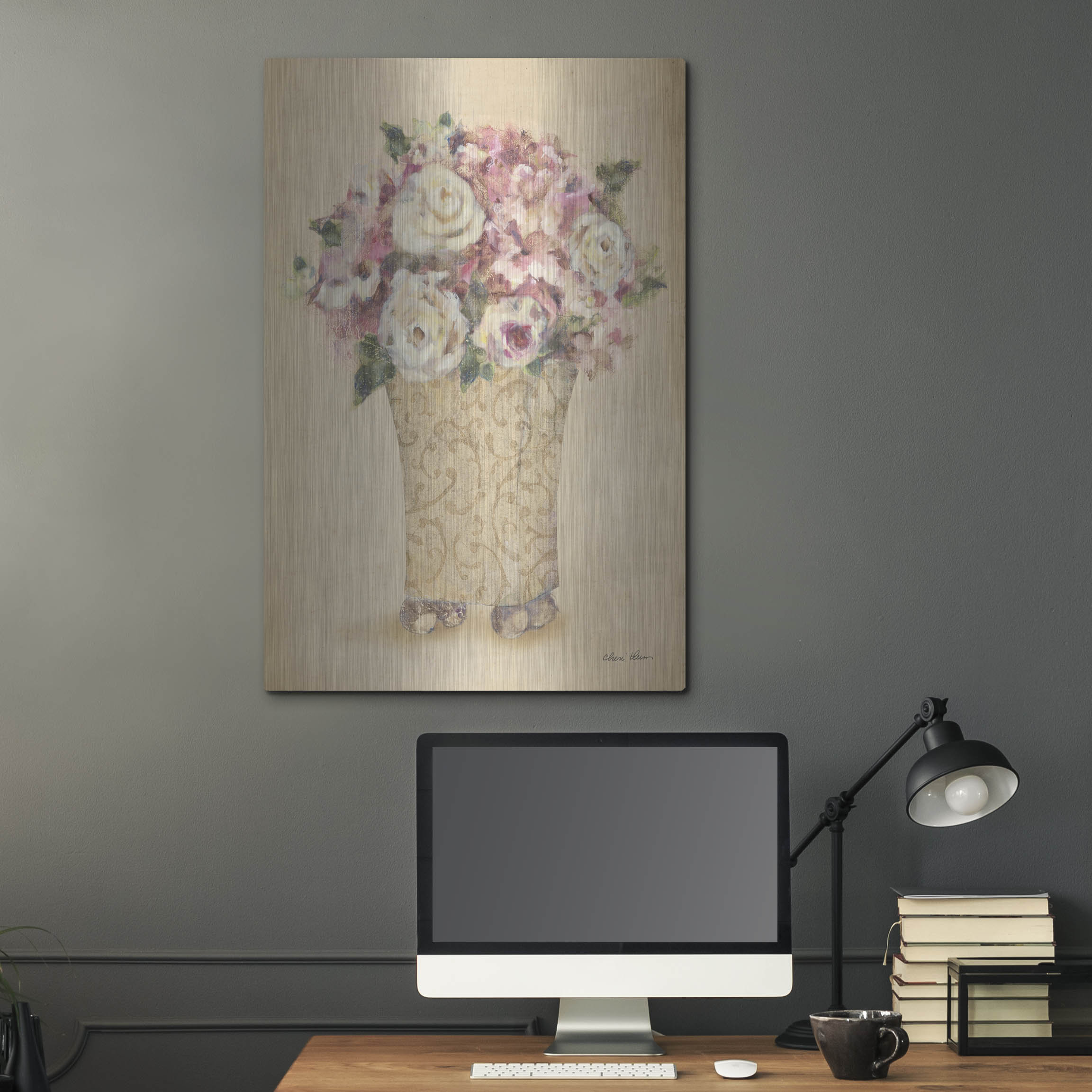 Latitude Run® 'Roses In Painted Vase 1' by Cheri Blum Metal Wall Art ...