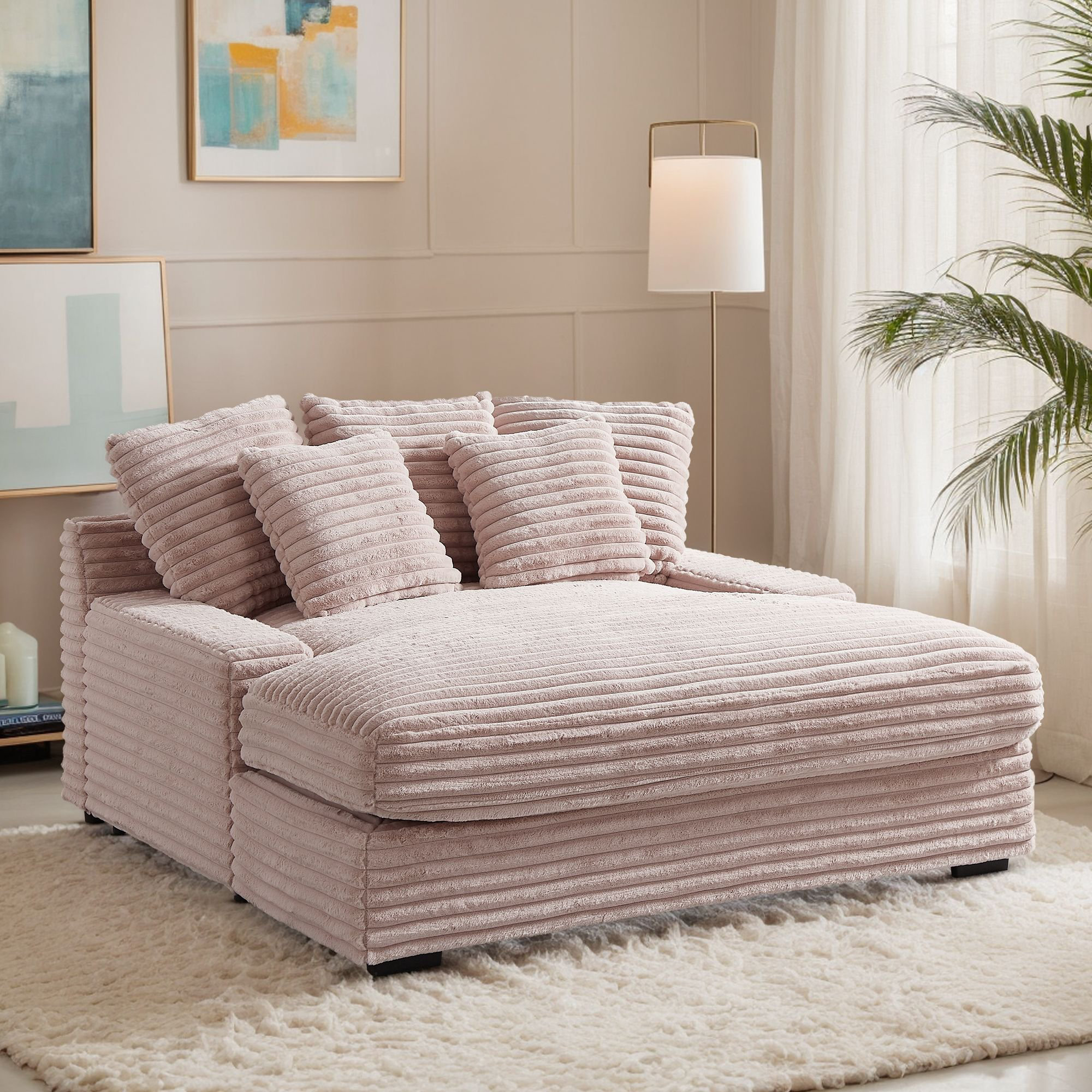 Mercer41 63.77" Double Seat Corduroy Sleeper Sofa Bed Comfortable Cloud ...