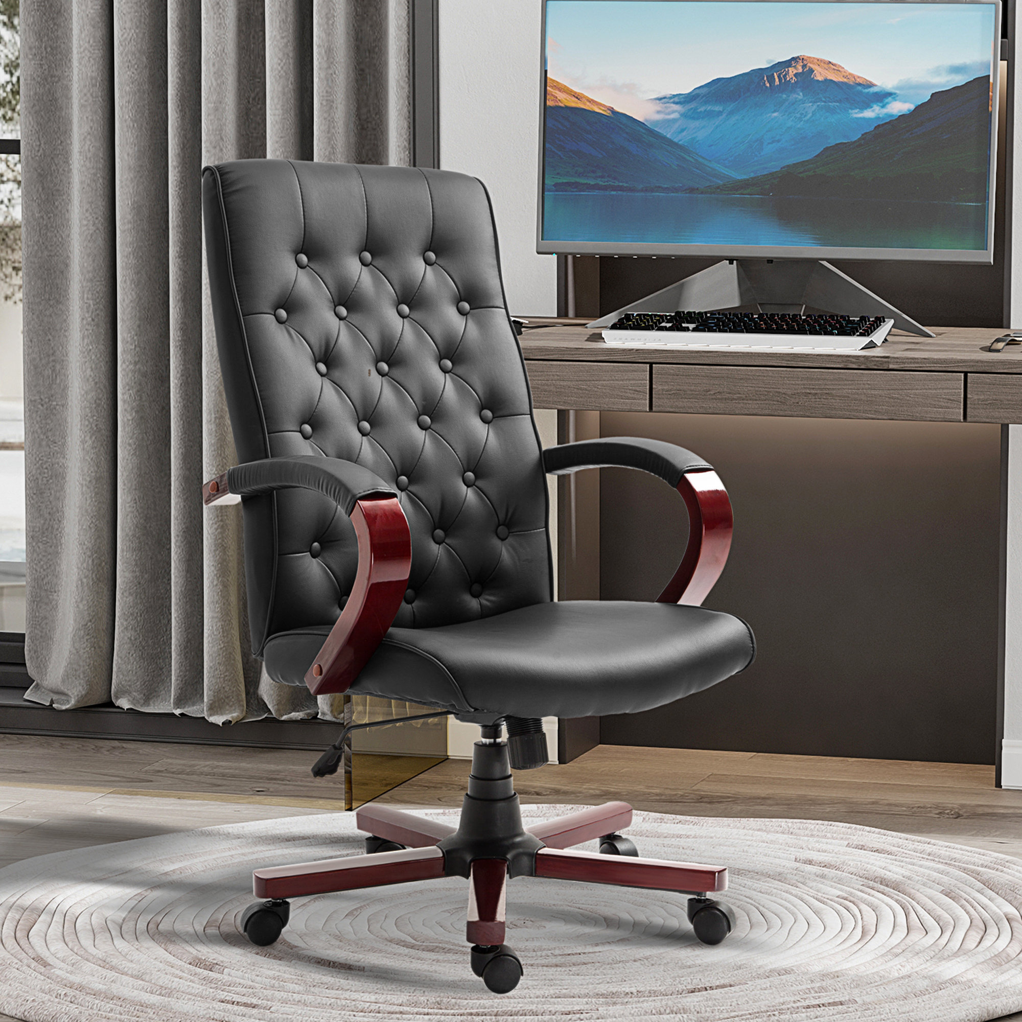 Hokku Designs Arola Wooden Hight Back Executive Chair & Reviews | Wayfair