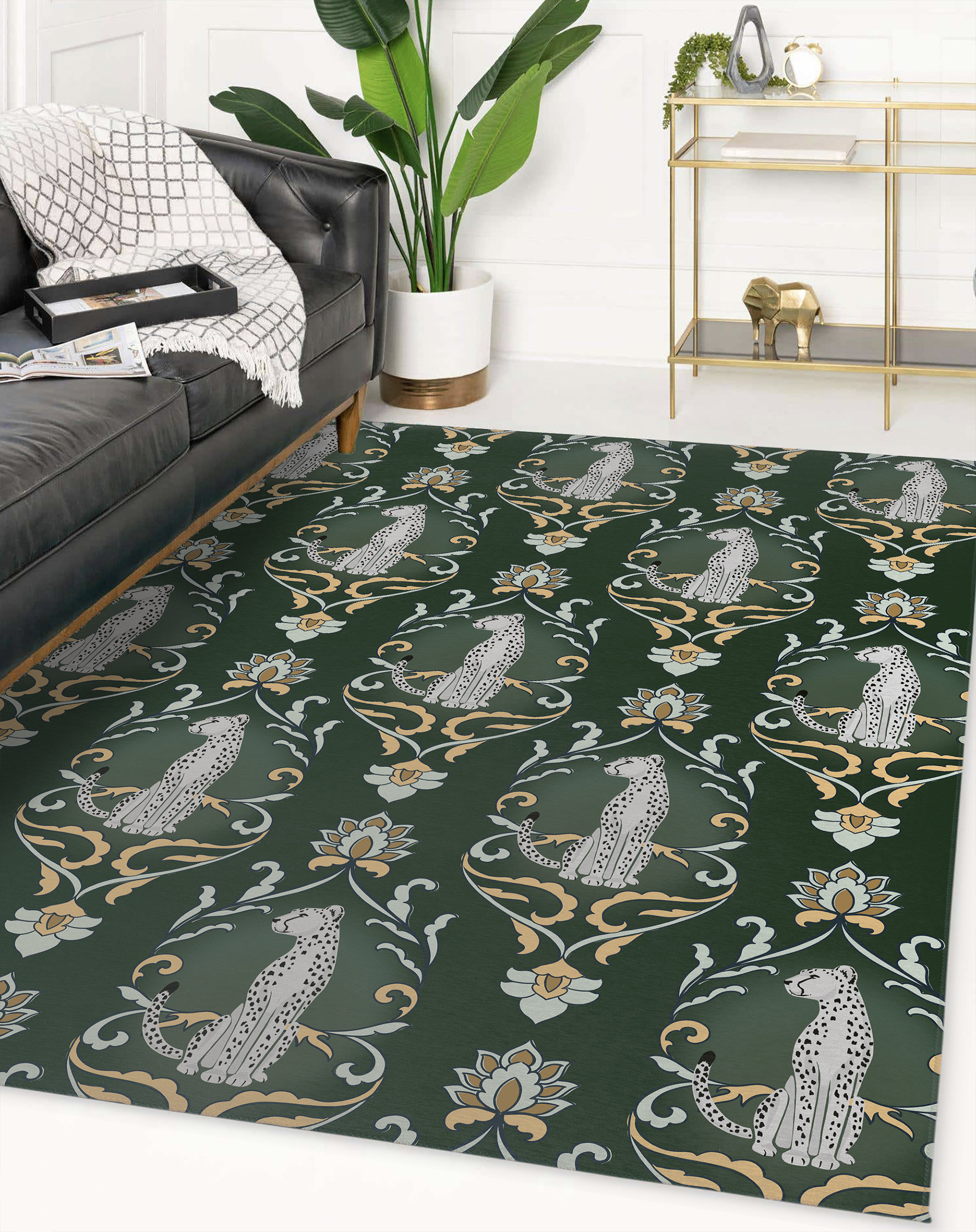 Rosdorf Park SNOW CATS GREEN Area Rug By Rosdorf Park | Wayfair
