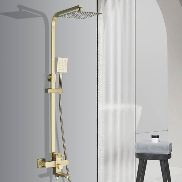 Nabiyy Brushed Gold Brass Bathroom Shower Set Bathroom Faucet Brass ...