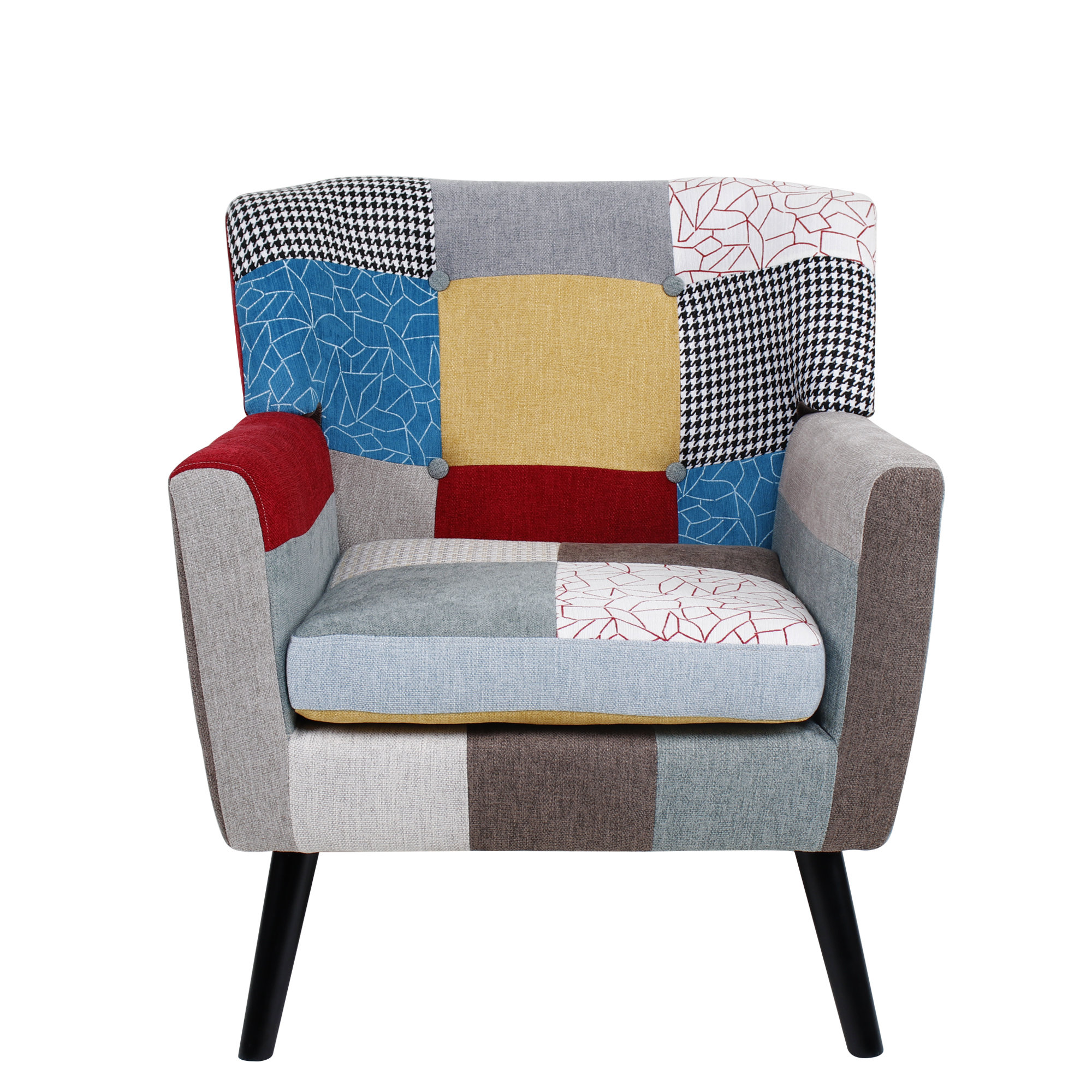 Corrigan Studio® Colorful Patchwork Accent Chair: Mid-century Modern ...