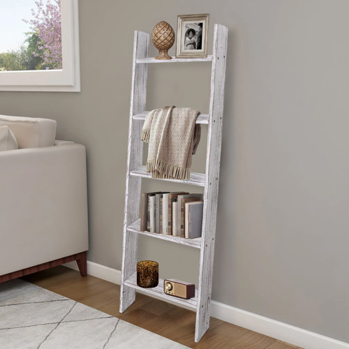 Foundry Select 4.5 ft Rustic Wood Decorative Blanket Ladder Farmhouse ...