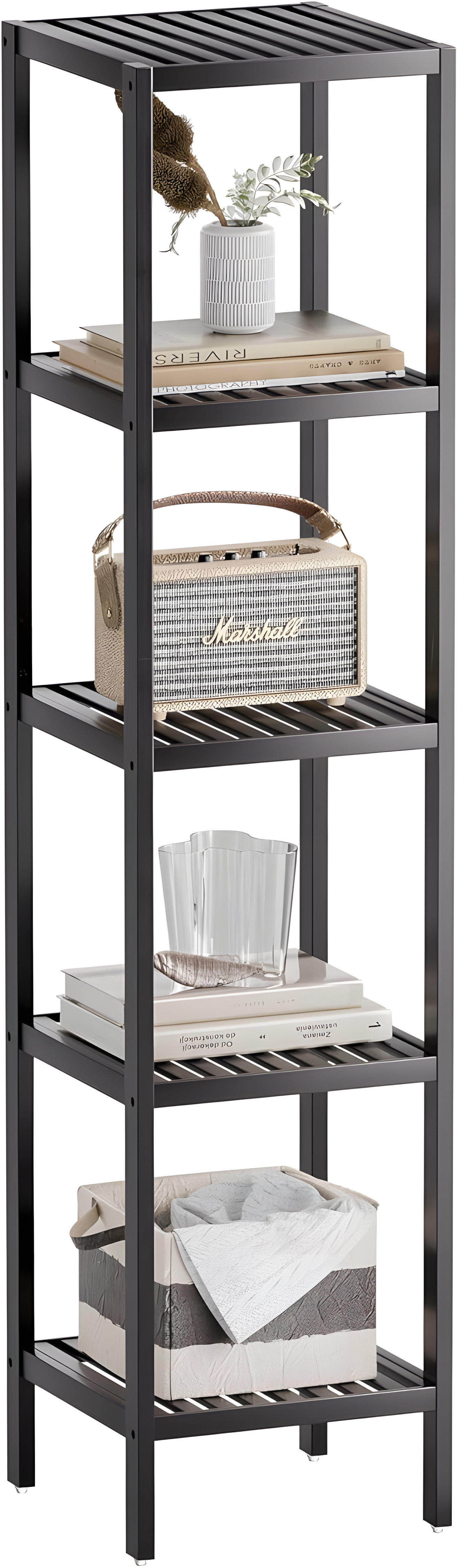 Corrigan Studio® 5-Tier Bamboo Standing Shelf, Narrow Freestanding ...