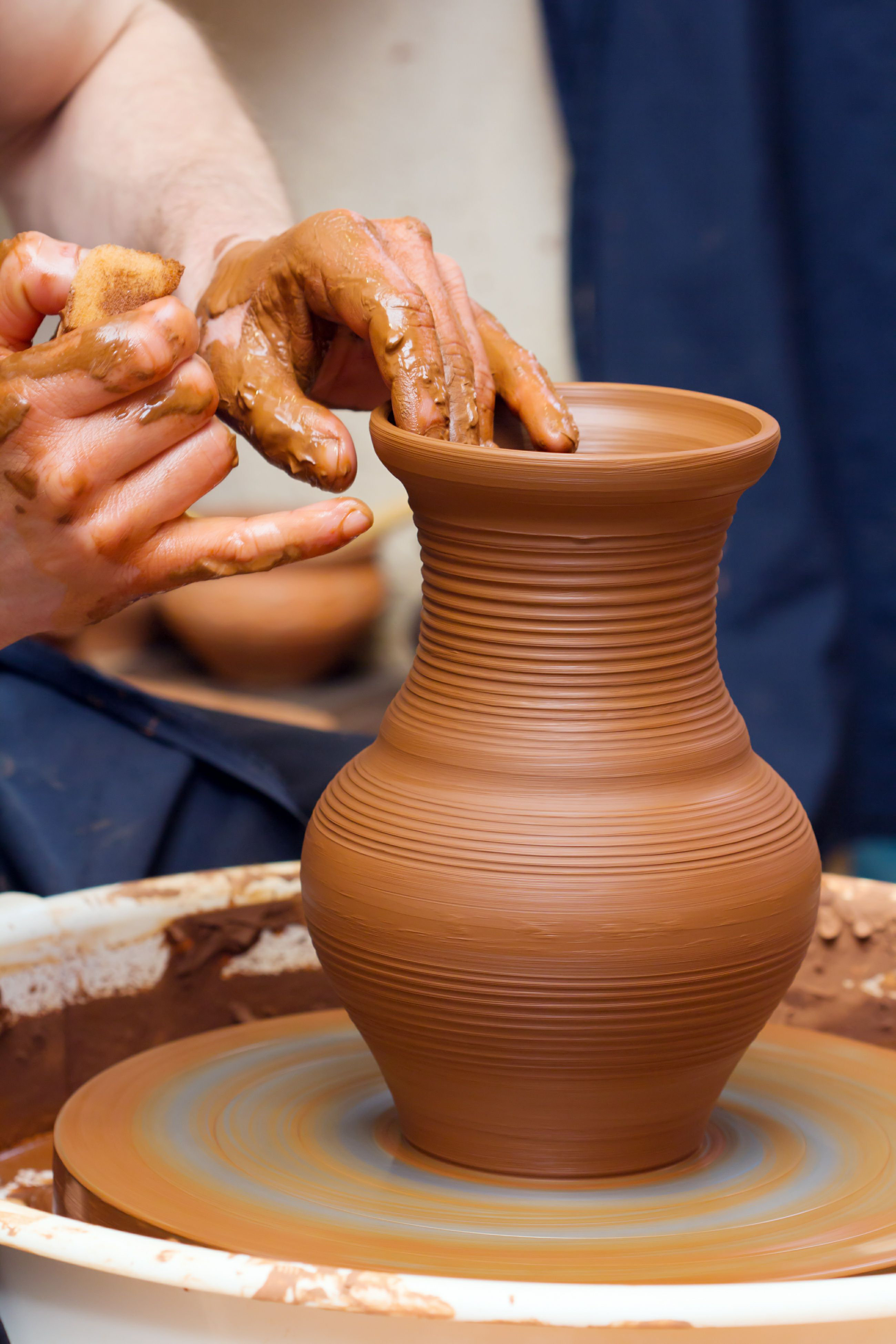 Ebern Designs Cabdi Pottery Making - Wrapped Canvas Photograph | Wayfair