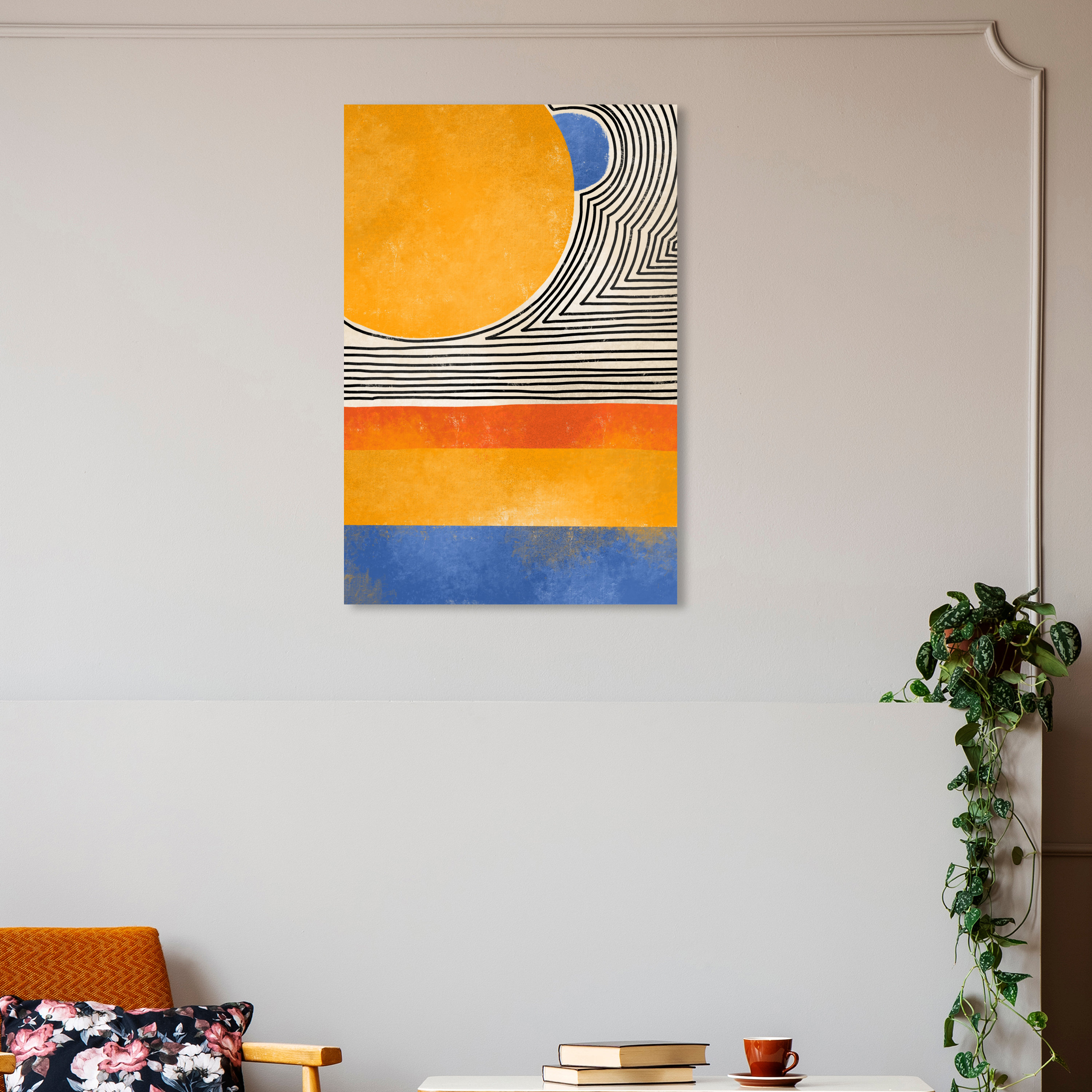 Orren Ellis "Sun Is Reflected", Colorful Geometric Sun With Line ...