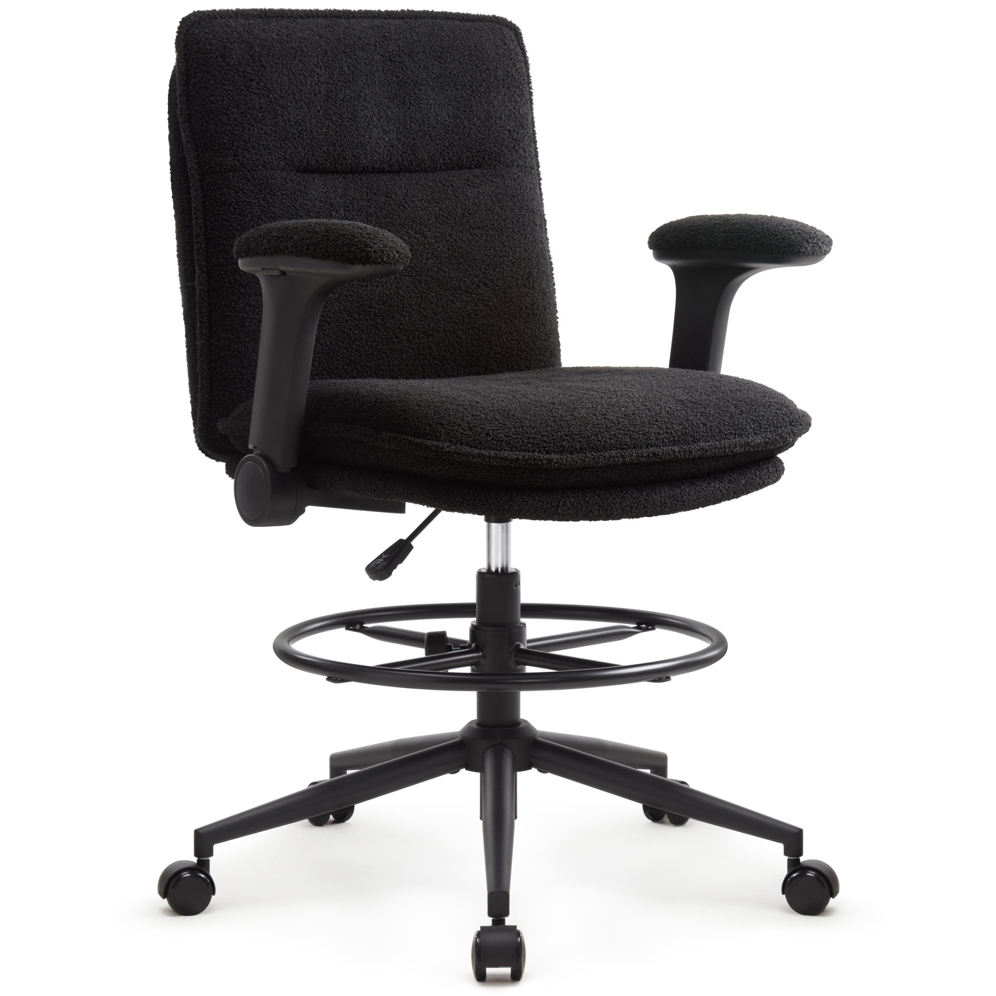 Ebern Designs Black Drafting Chair Tall Office Chair With Adjustable ...
