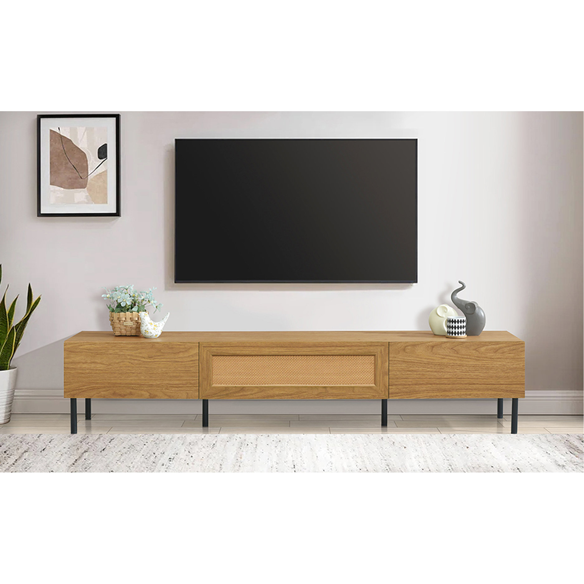 17 Stories 70-79 Inch Tv Entertainment Center, Modern With Sleek Panel ...