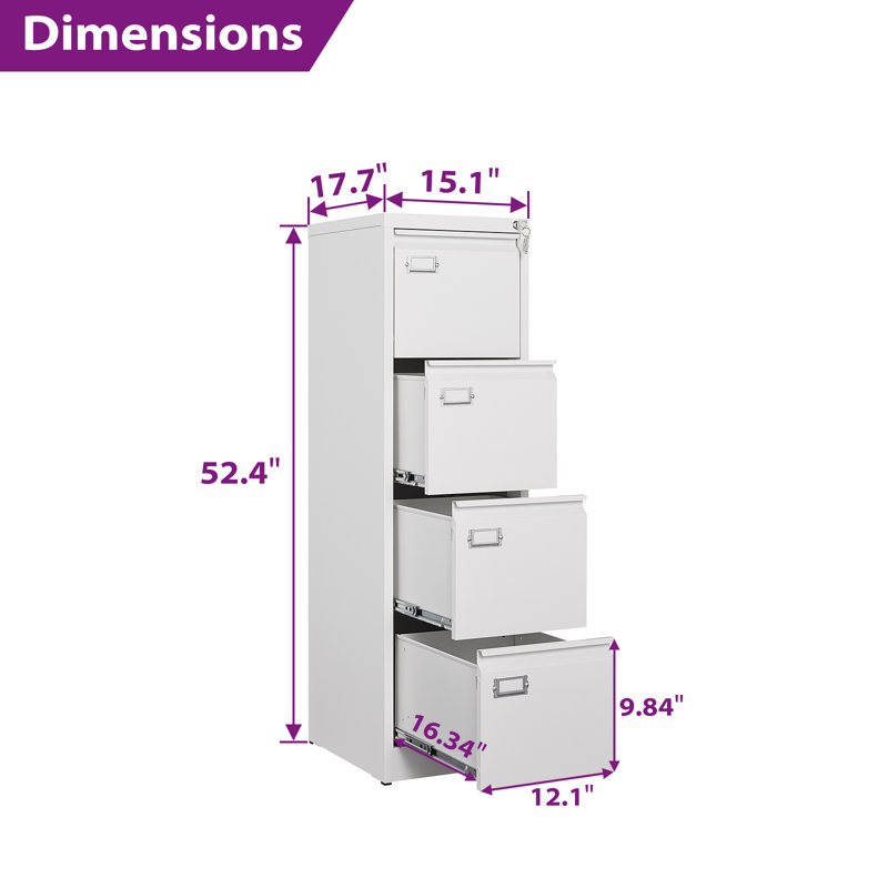 Latitude Run® 4-Drawer Vertical Filing Cabinet & Reviews | Wayfair