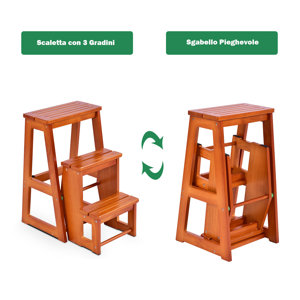 WFX Utility 3 - Step Wood Step Stool & Reviews | Wayfair.co.uk