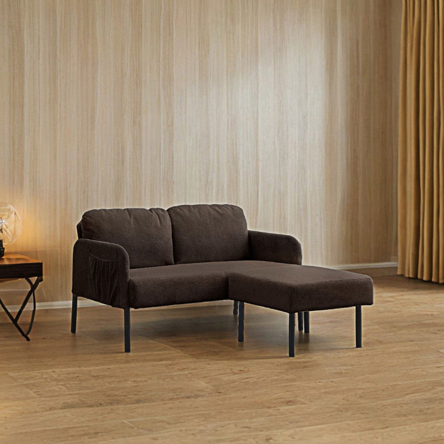 Latitude Run® L-Shaped 2 Seater Sofa With Ottoman, Modern Loveseat Sofa ...