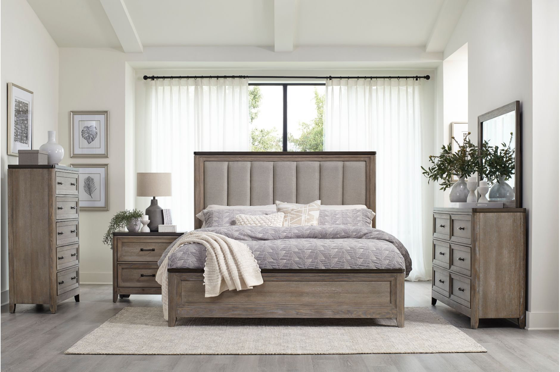 Loon Peak® Jaqualin 4-1_Ibbie Two-Tone-Gray Panel Bedroom Set | Wayfair