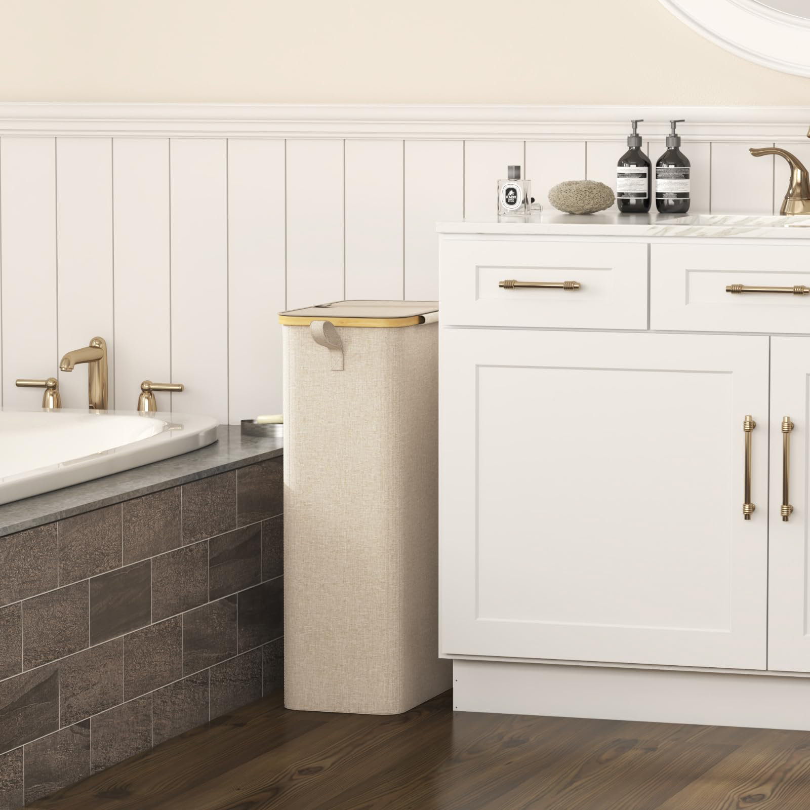 Latitude Run® Panier à linge mince 75L avec couvercle, panier à linge ...